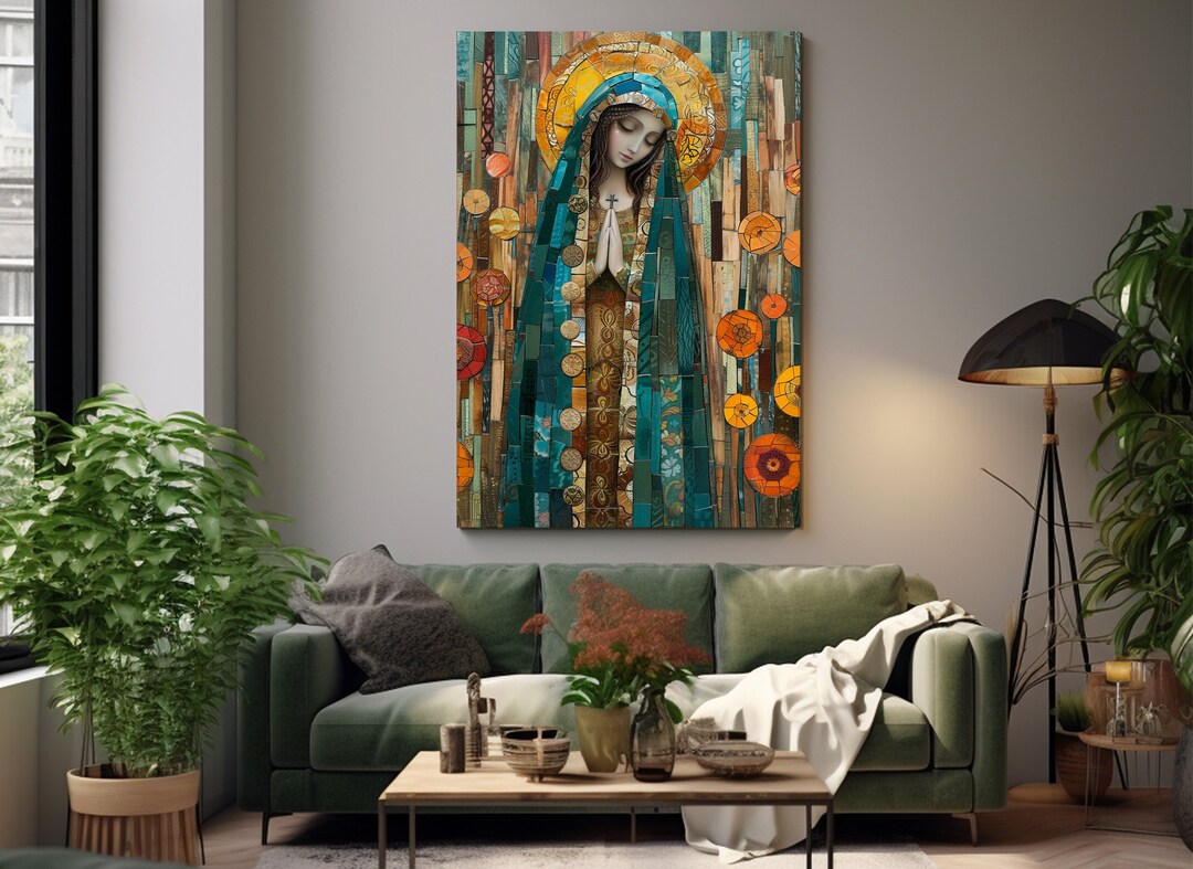 The Virgin Mary Canvas Print, Roman Catholic Wall Art, Virgin Mary ...