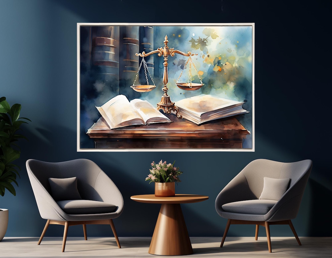 Vintage Style Justice Scales Painting Canvas Print, Justice Wall Art ...