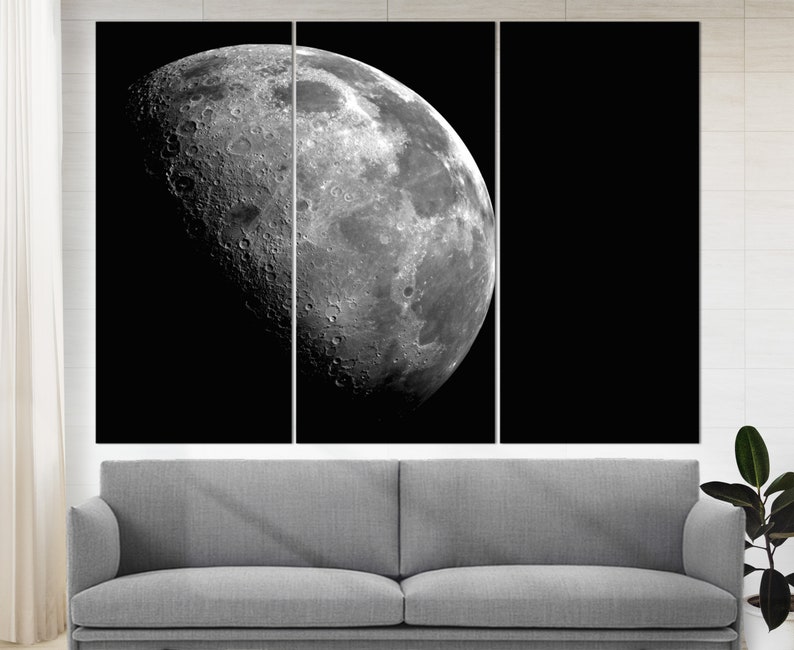 Large Moon Canvas Art Black and White Moon Photo Moon Canvas | Etsy