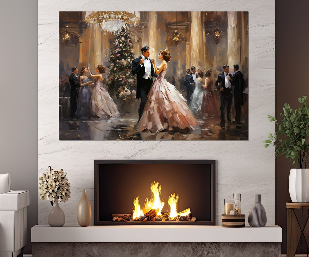 Vintage Dancing Painting, Ballroom Dancing Couple Canvas Print, Dancing ...