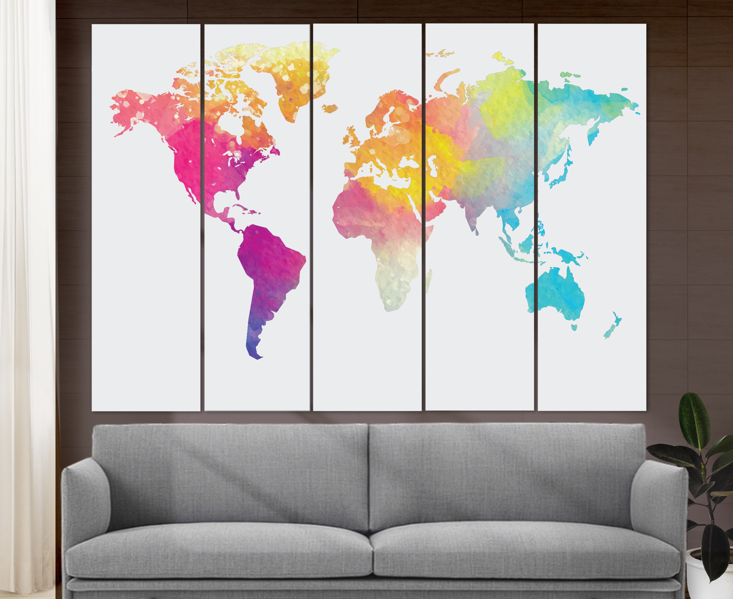 Abstract Watercolor Large World Map Canvas Print World Map | Etsy