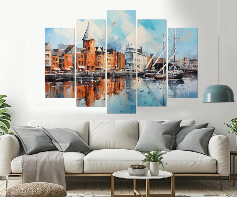 Retro Style Dublin Canvas Print, Abstract Dublin Painting, Dublin Wall ...