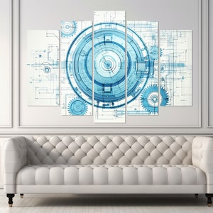 Engineering Wall Art, Engineer Gift, Engineering Drawing Canvas Print ...