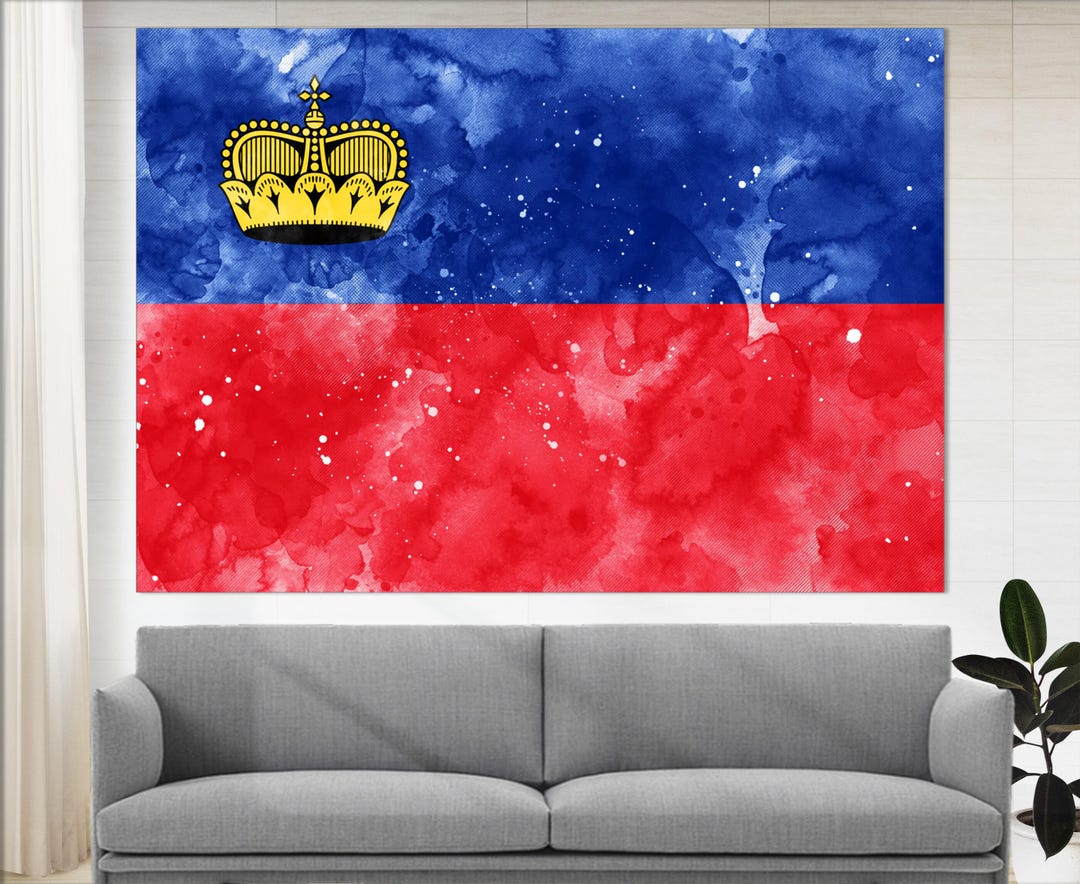 Liechtenstein Flag Canvas Print, Liechtenstein Wall Art, Flag of ...