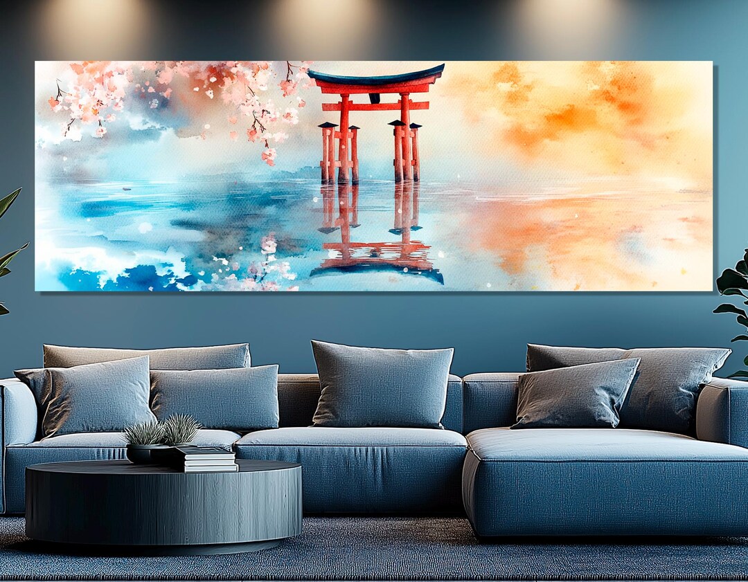 Torii Gate Panoramic Painting Canvas Print, Japan Wall Art, Japanese ...