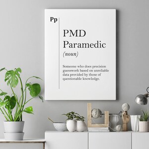 Paramedic Definition Canvas Print, PMD Gift, Paramedic Office Decor ...