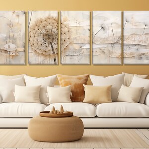 Abstract Dandelion Painting Canvas Print, Floral Wall Art, Large Floral ...