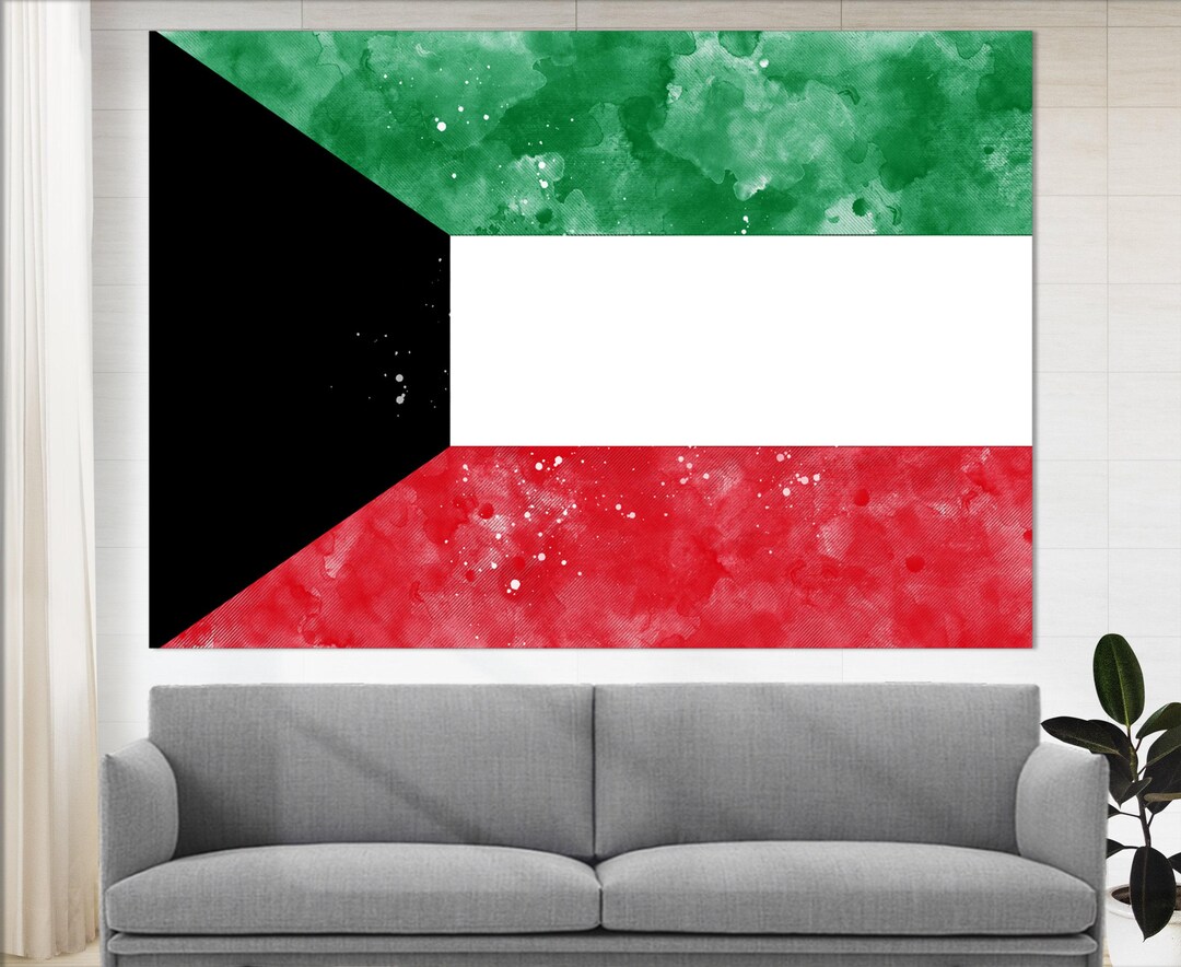 Kuwait Flag Canvas Print, Kuwait Wall Art, Flag of Kuwait Print, Framed ...