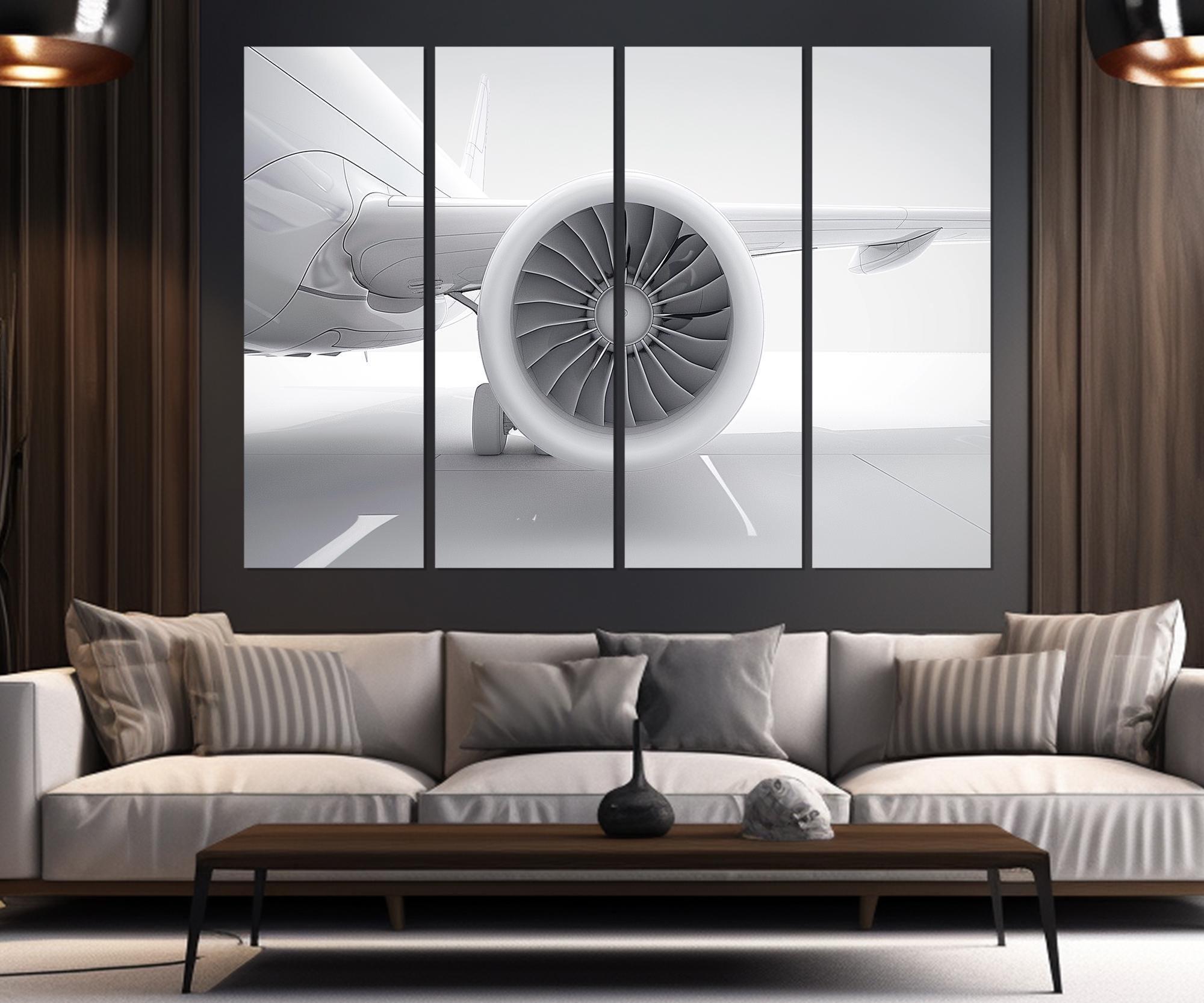 Minimalist Plane Turbine Canvas Print, Avia Company Office Decor, Pilot ...