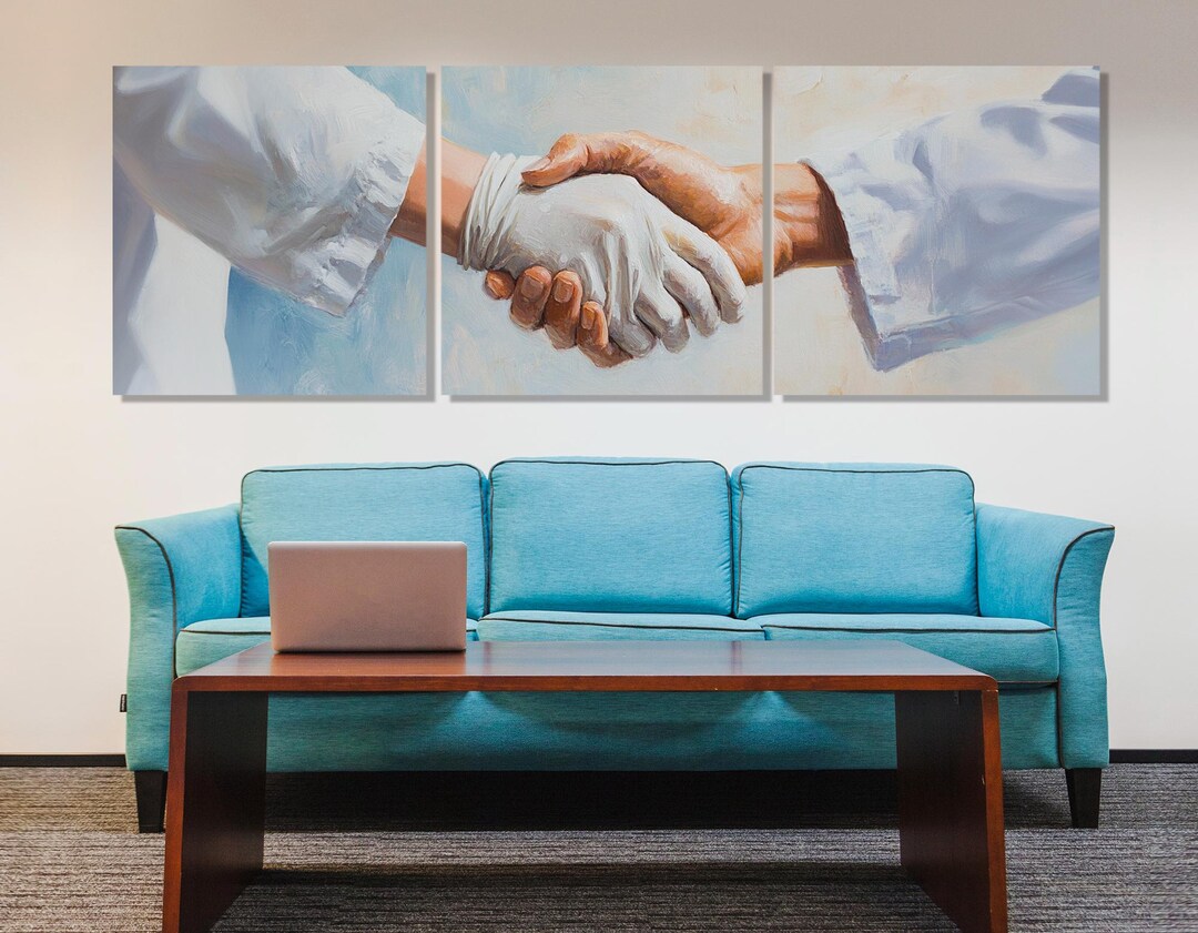Doctors Handshake Painting Canvas Print, Hospital Wall Decor, Doctor ...