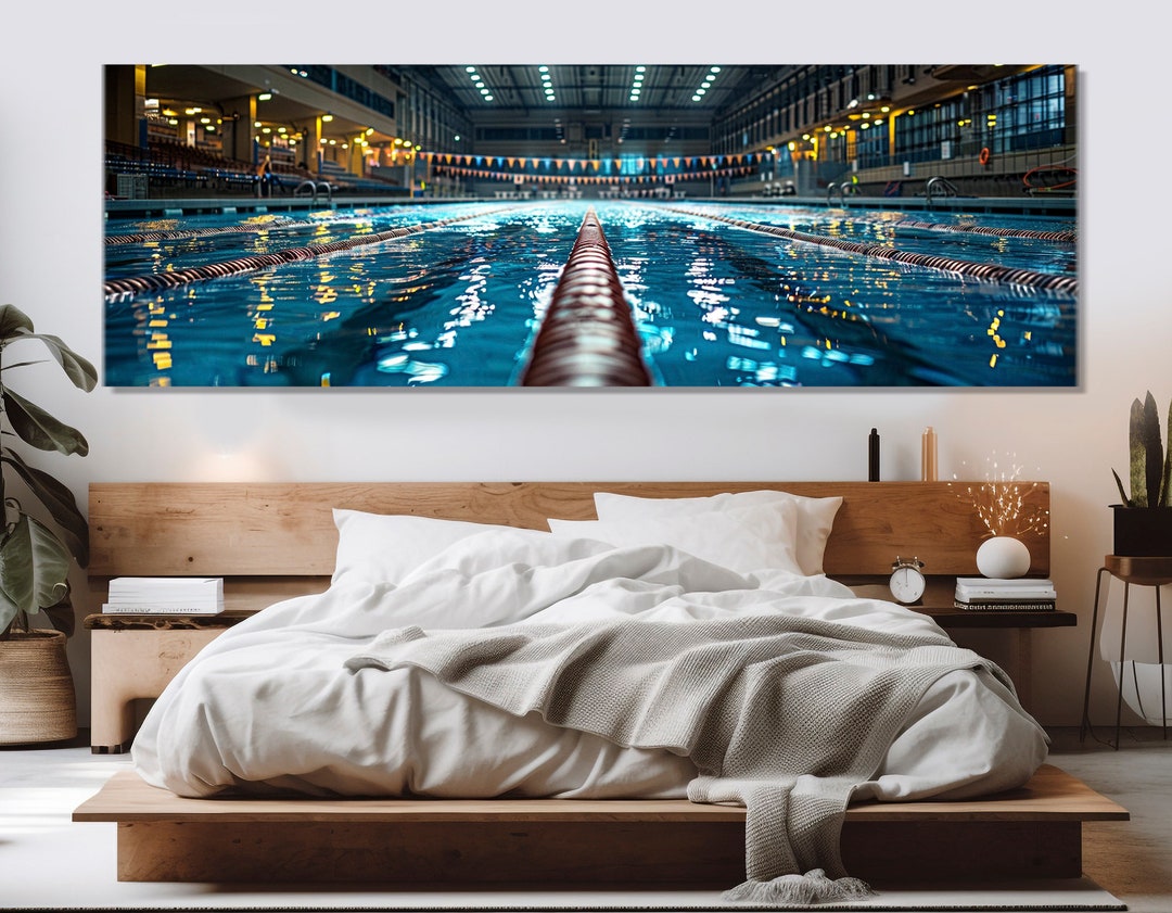 Scenic Swimming Pool Canvas Print, Swimming Wall Art, Swimmer Gift ...