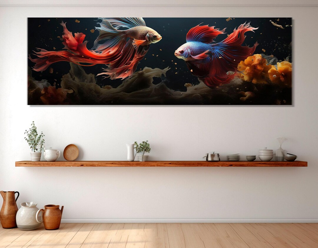 Large Betta Fish Painting, Abstract Fish Canvas Print, Betta Fish ...