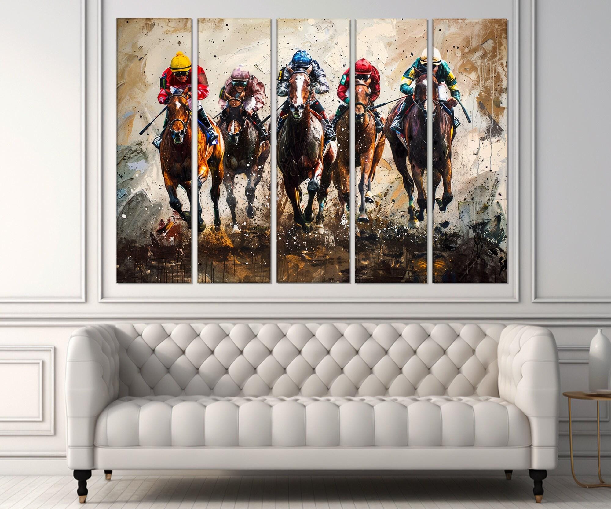 Horse Racing Canvas Print, Horses Wall Art, Horse Racing Painting ...