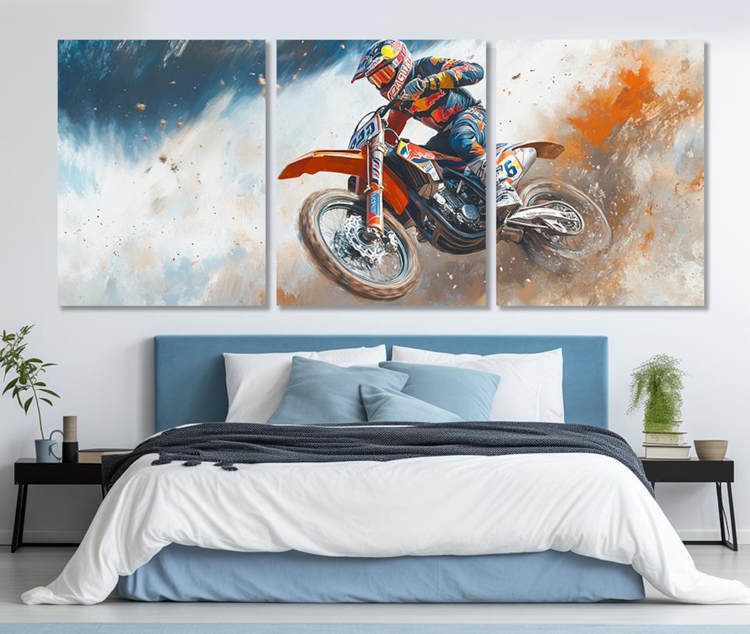 Large Motocross Canvas Print, Dirt Bike Wall Art, Biker Gift, Motocross ...