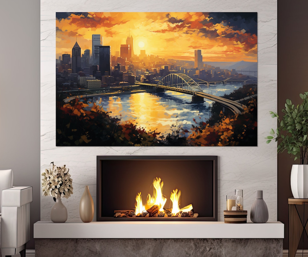 Abstract Pittsburgh Painting Canvas Print, Pittsburgh Wall Art, Large ...