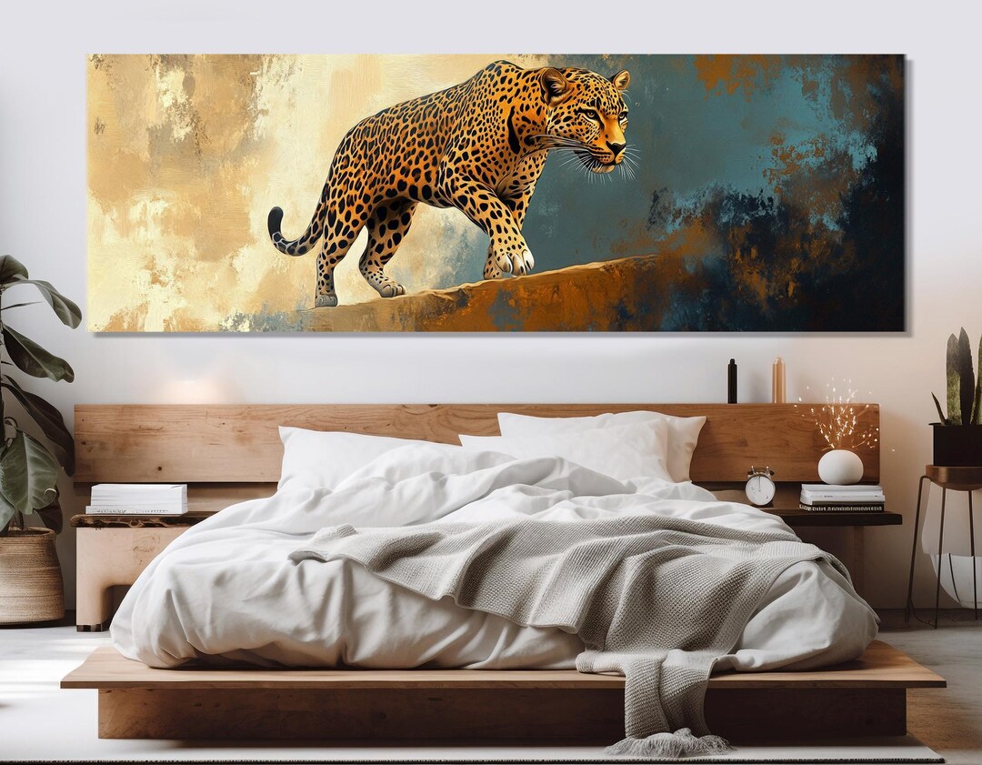 Majestic Leopard Painting Canvas Print, Animals Wall Art, Abstract ...