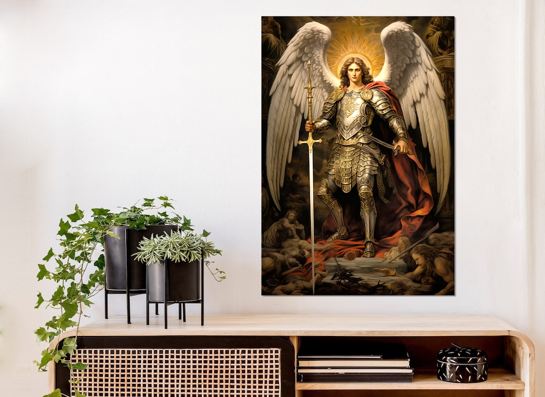 St. Michael the Archangel Painting Canvas Print, Roman Catholic Wall ...