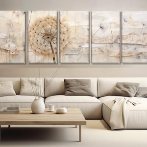 Abstract Dandelion Painting Canvas Print, Floral Wall Art, Large Floral ...