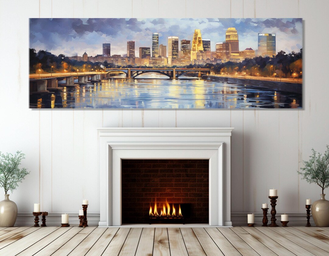 Abstract Minneapolis Painting Canvas Print, Minneapolis Skyline, Large ...