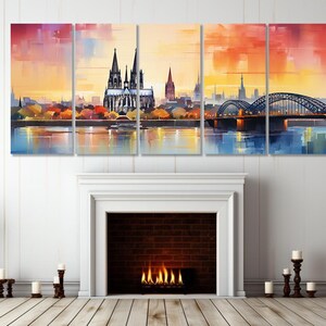 Abstract Cologne Panoramic Canvas Print, Cologne Wall Art, Cologne ...