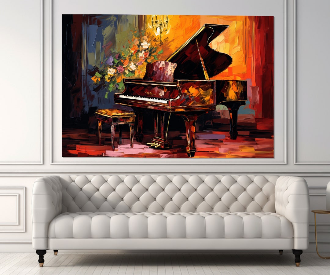 Grand Piano Painting Canvas Print, Piano Bar Wall Decor, Pianist Gift ...