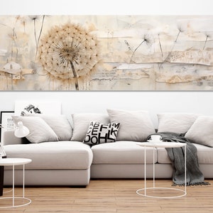 Abstract Dandelion Painting Canvas Print, Floral Wall Art, Large Floral ...