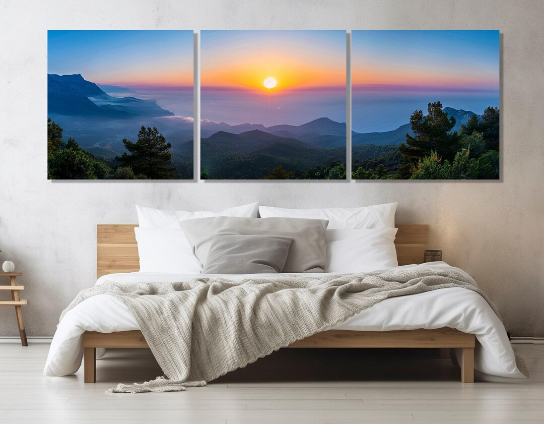 Scenic Sunset Over Sea Canvas Print, Stunning Sunset Painting, Nature ...