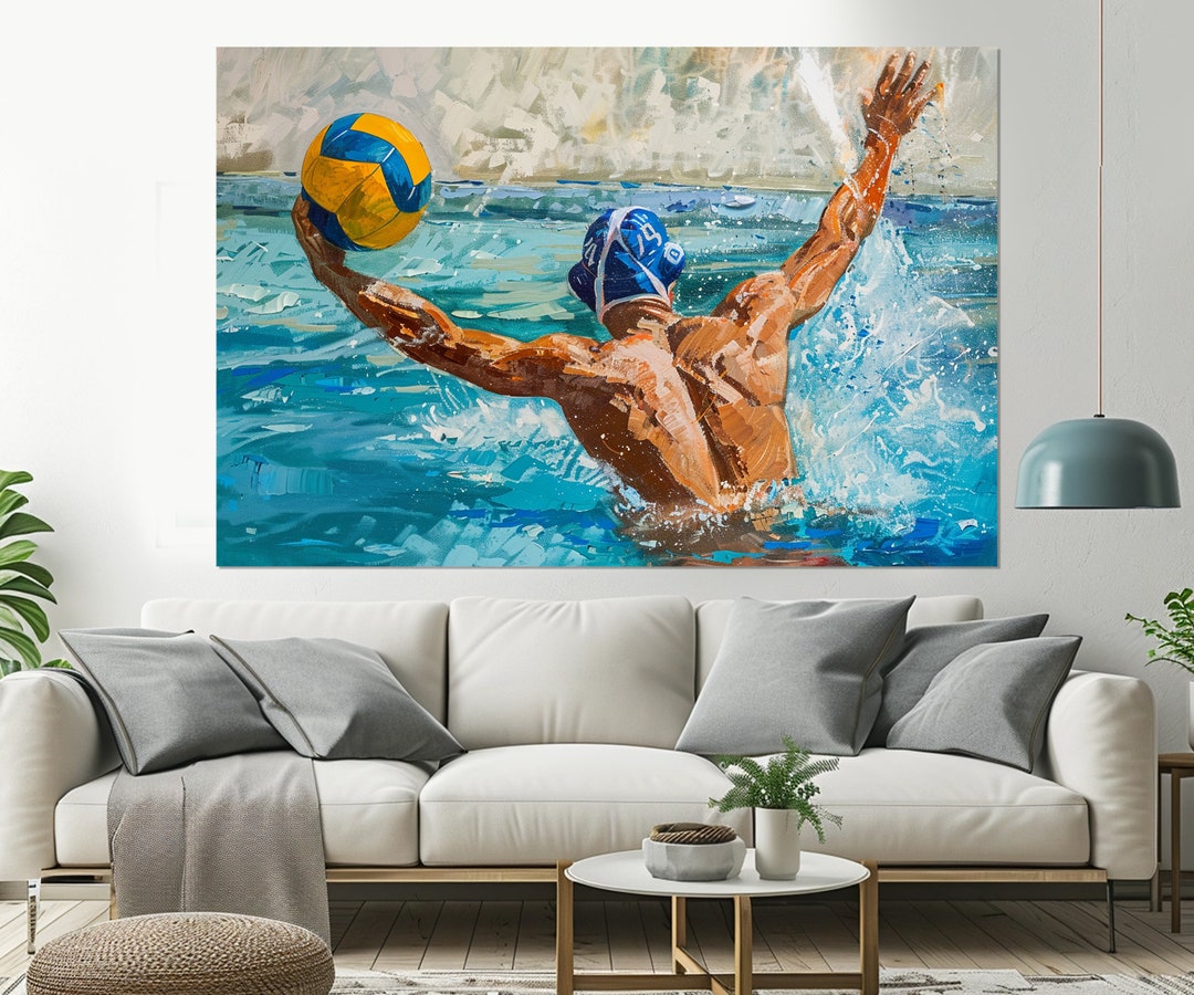 Water Polo Wall Art, Water Polo Watercolor Canvas Print, Water Polo Fan ...