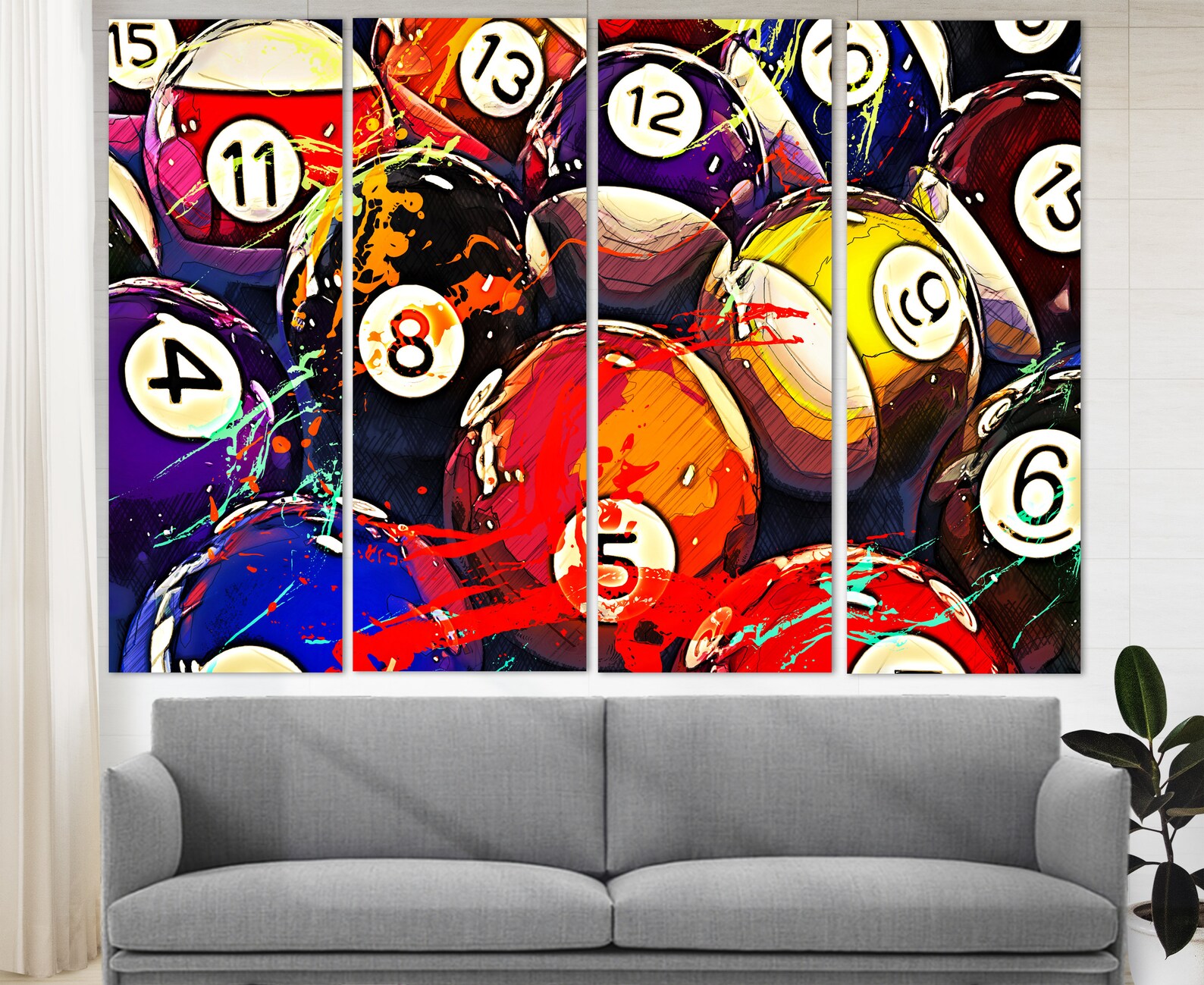 Billiards Wall Art, Billiards Balls Canvas Print, Game Room Decor ...