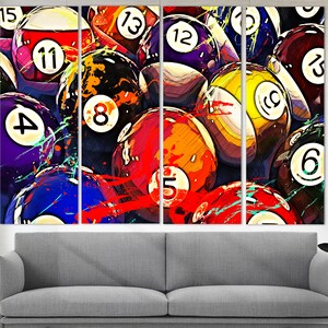 Billiards Canvas Art, Billiards Balls Canvas Print, Abstract Billiards ...