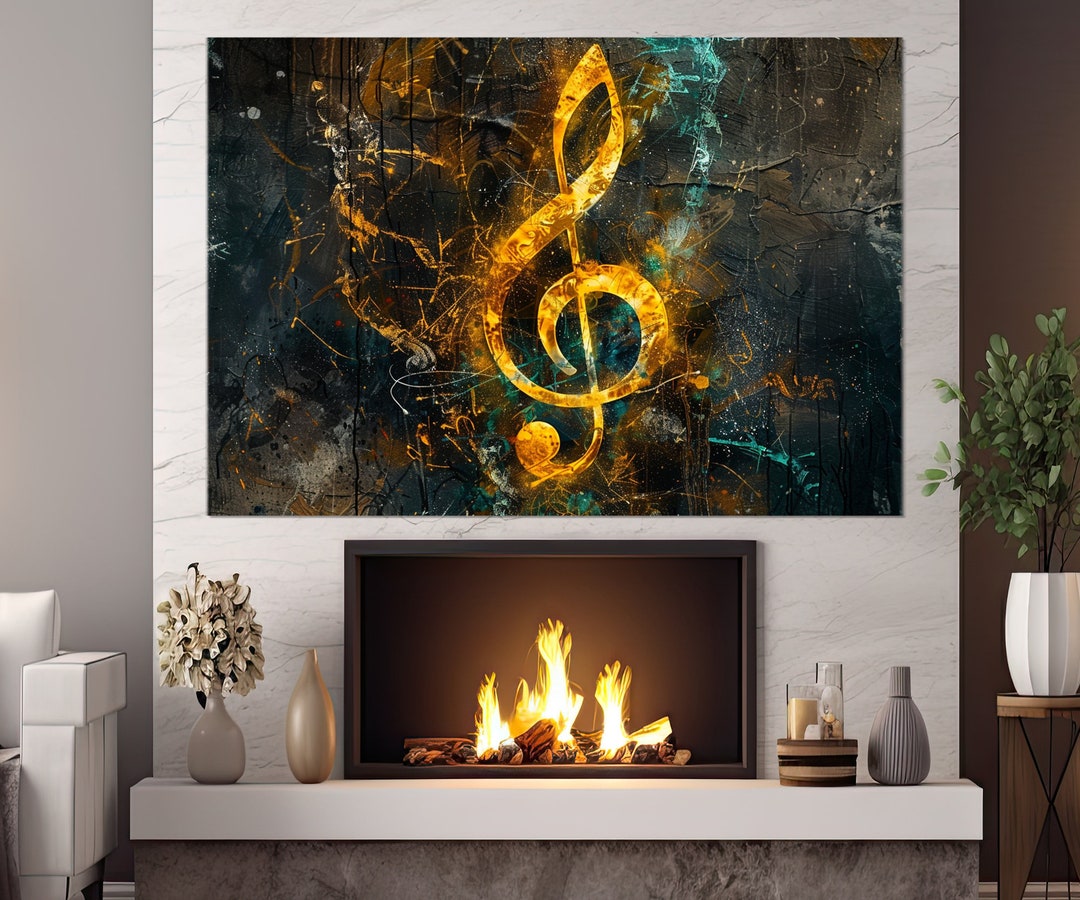 Treble Clef Painting Canvas Print, Music Wall Art, Abstract Music ...