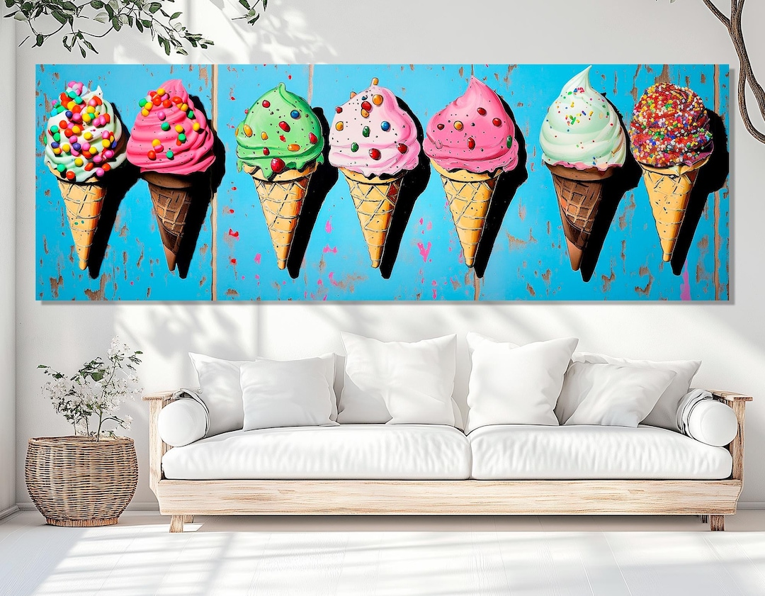 Abstract Ice Cream Canvas Print, Ice Cream Wall Art, Kitchen Wall Decor ...