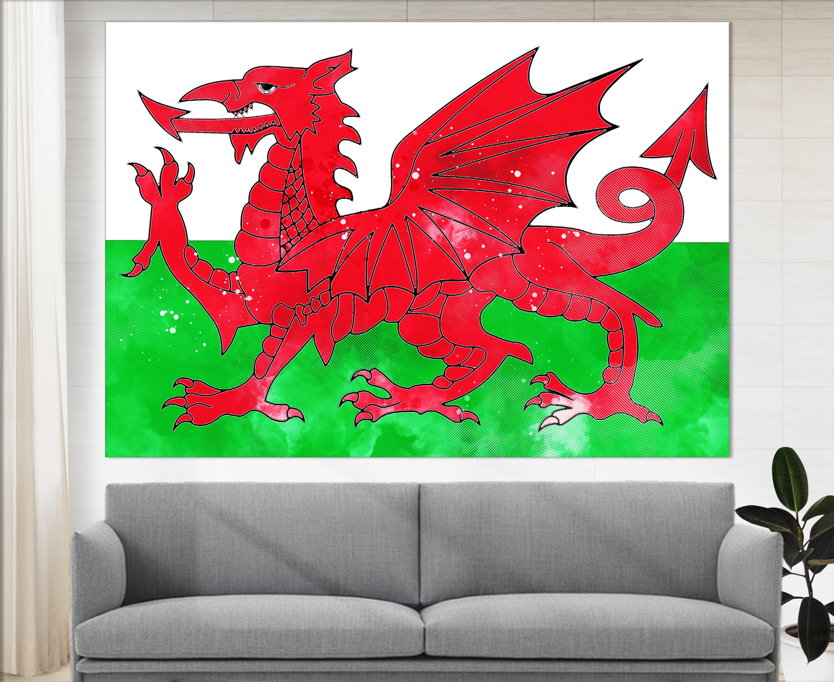Wales Flag Canvas Print Wales Wall Art Flag of Wales Print - Etsy