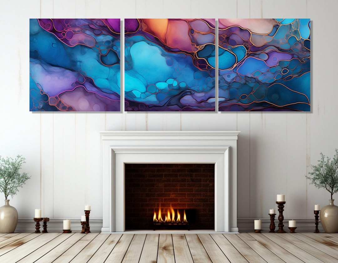 Large Abstract Alcohol Inks Painting Canvas Print, Contemporary Wall ...