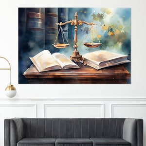 Justice Wall Art, Vintage Style Justice Oil Painting Canvas Print ...