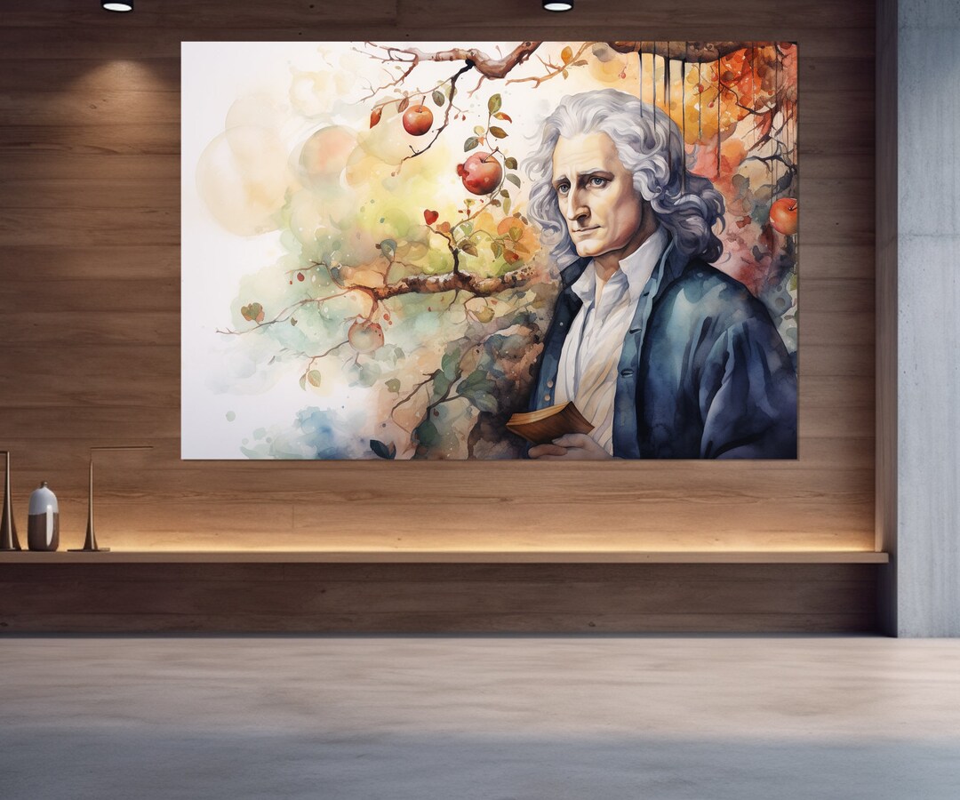 Isaac Newton Painting Canvas Print, Physics Wall Art, Isaac Newton ...