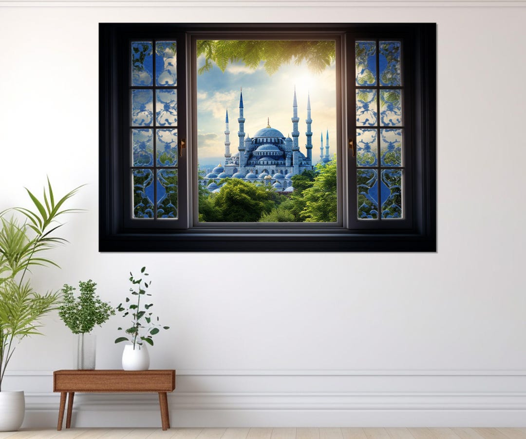 Open Window With Taj Mahal View Canvas Print, Taj Mahal Wall Art, India ...
