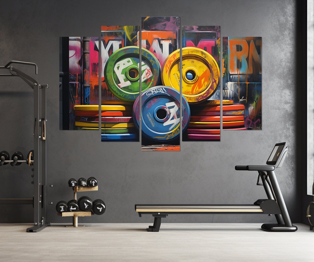 Gym Wall Decor, Workout Canvas Art, Fitness Industrial Style Painting ...