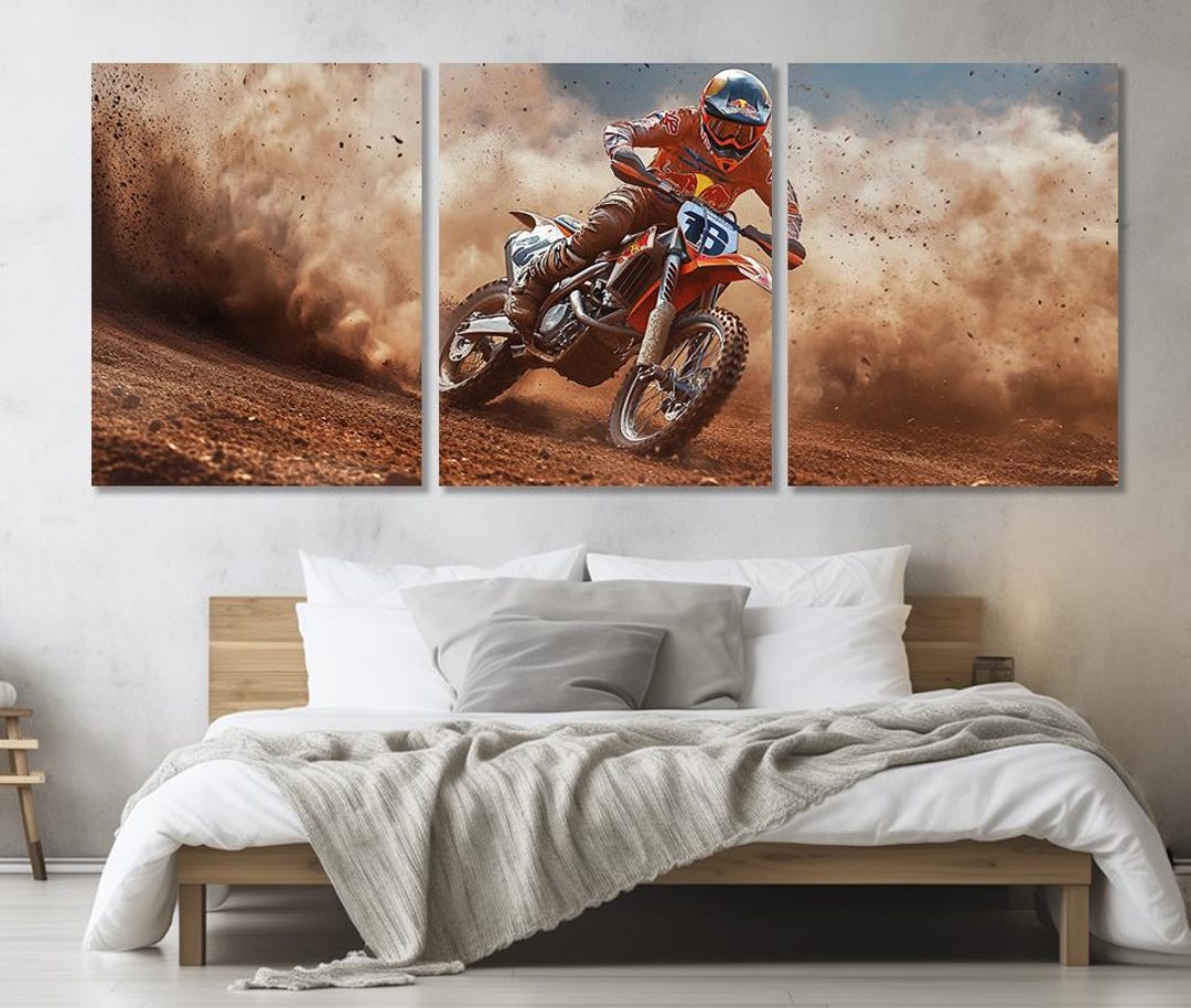 Motocross Canvas Print, Dirt Bike Canvas Art, Biker Gift, Motocross ...