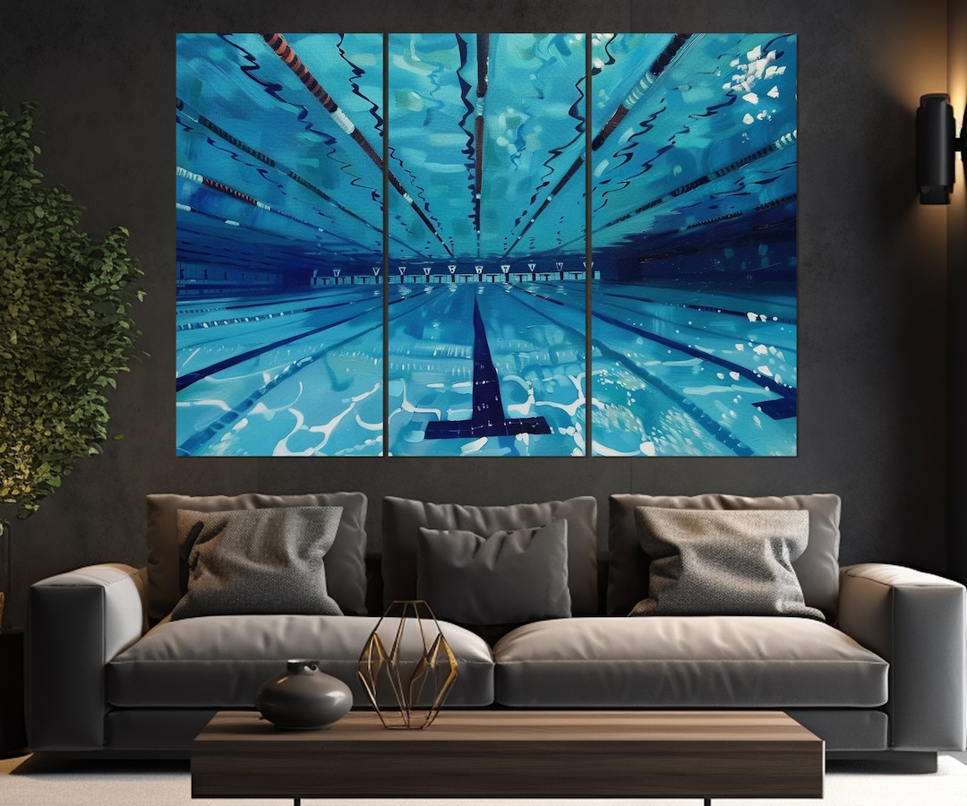 Swimming Pool Canvas Print, Swimming Wall Art, Swimmer Gift, Abstract ...