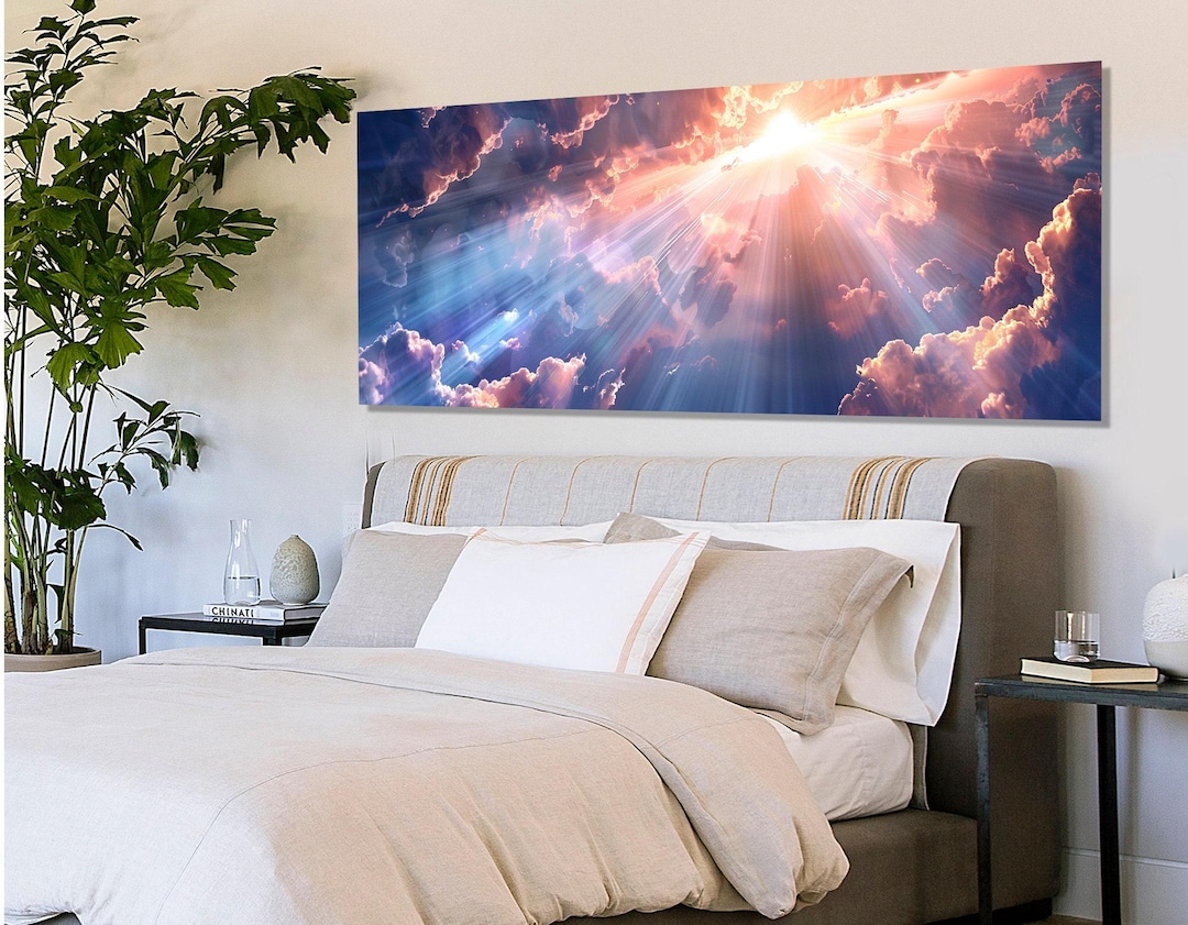 Heavenly Beams of Light Shining Through Clouds Canvas Print, Heaven ...