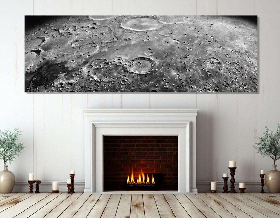 Scenic Moon Canvas Print, Black and White Moon Wall Art, Moon Poster ...