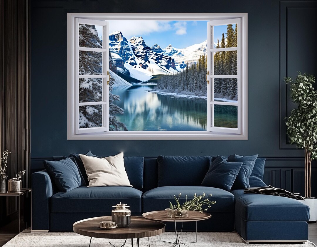 Open Window With Moraine Lake Canvas Print, Winter Banff National Park ...