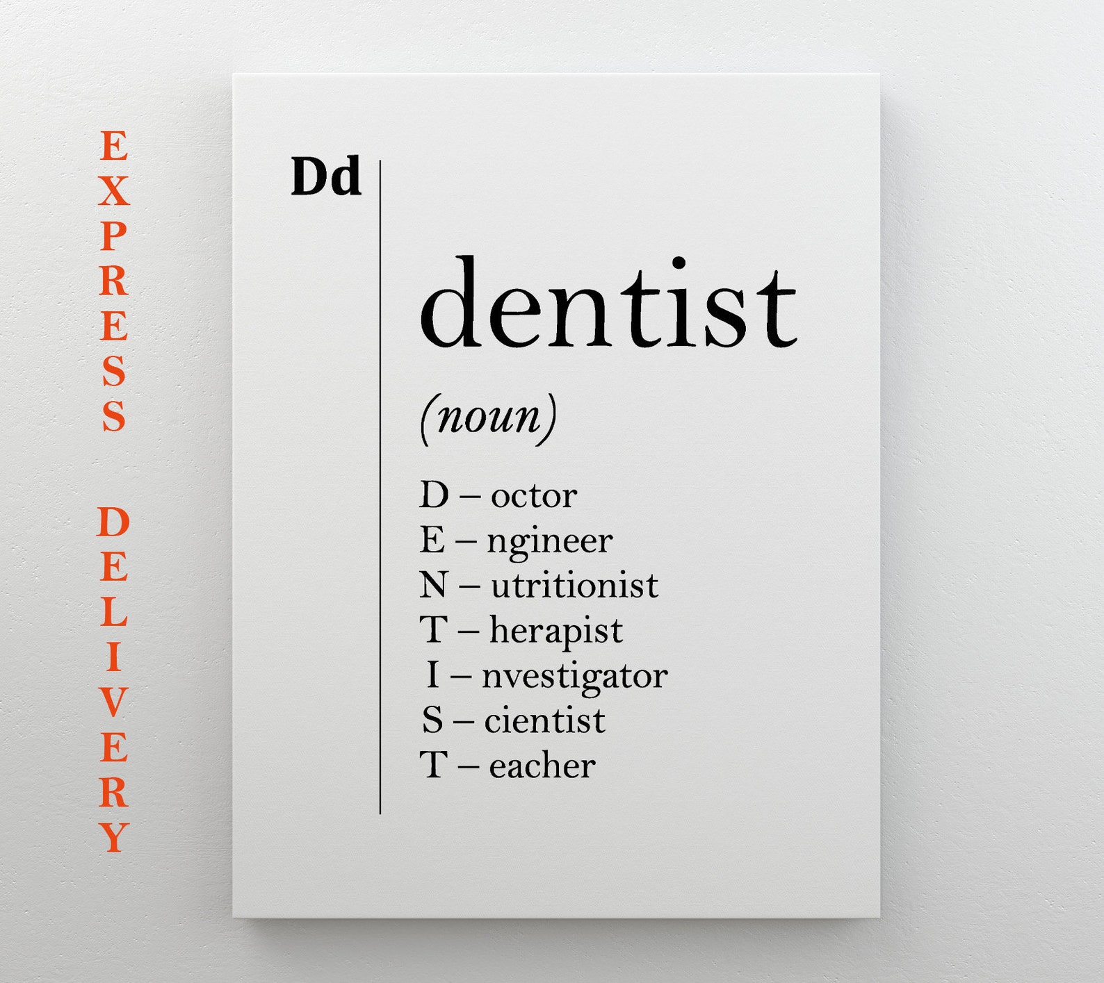 Dentist Gift Dentist Definition Dentist Canvas Art Dentist | Etsy