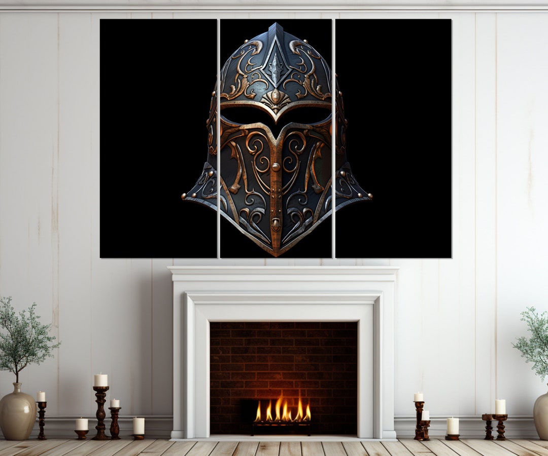 Medieval Knight Helmet Canvas Print, Gothic Wall Art, Medieval Wall ...
