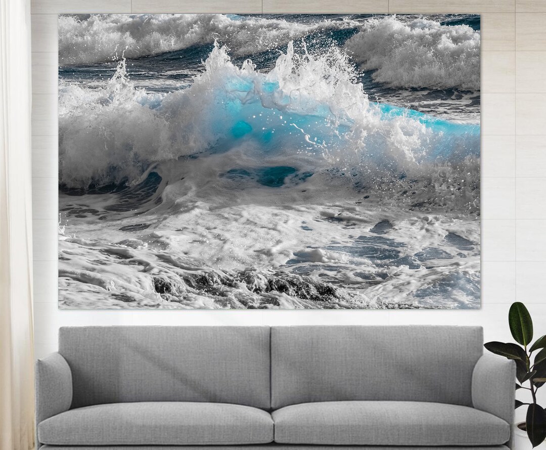 Sea Waves Canvas Print, Abstract Ocean Canvas Art, Ocean Water Print ...