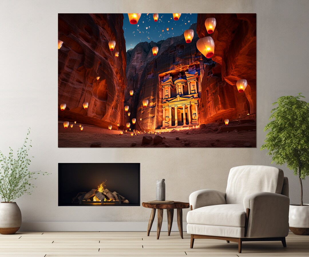 Scenic Petra in Jordan Canvas Print, Petra Painting, Jordan Wall Art ...