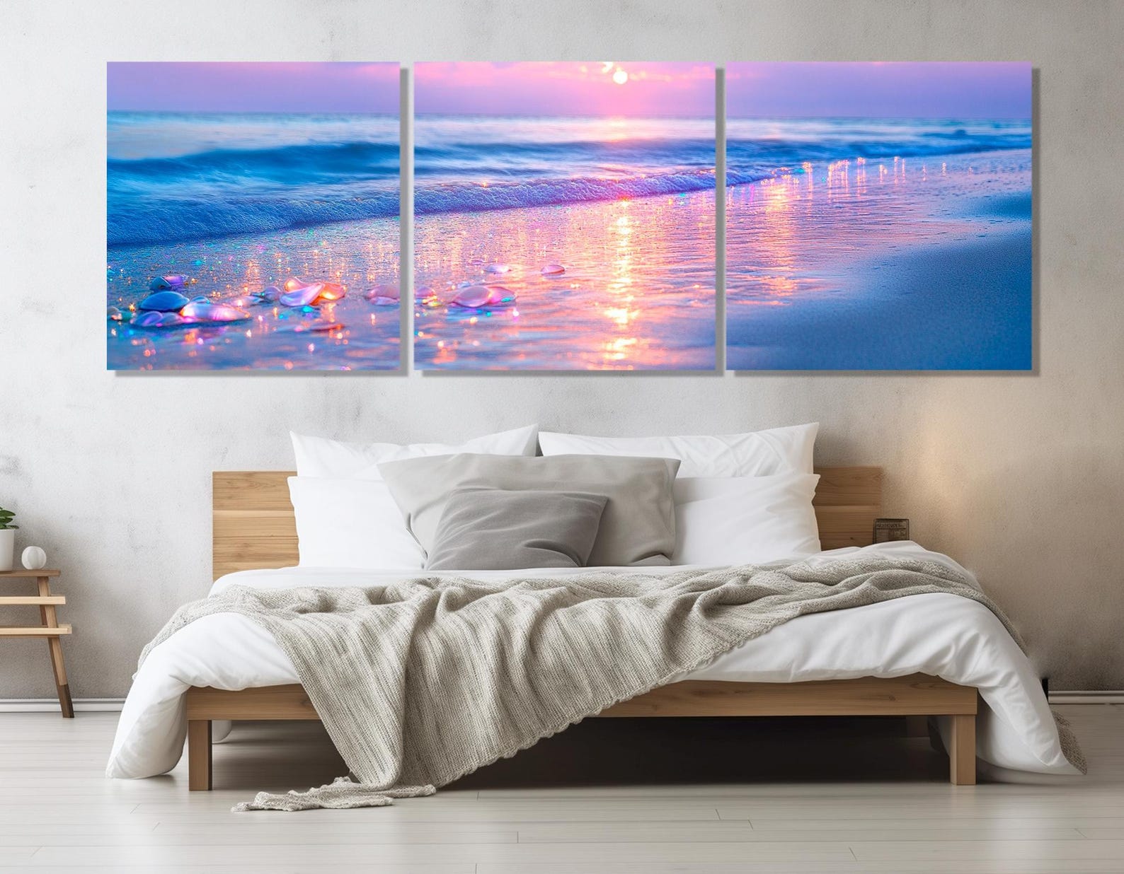 Scenic Beach With Sea Glass Canvas Print, Soft Tones Beach Wall Art ...