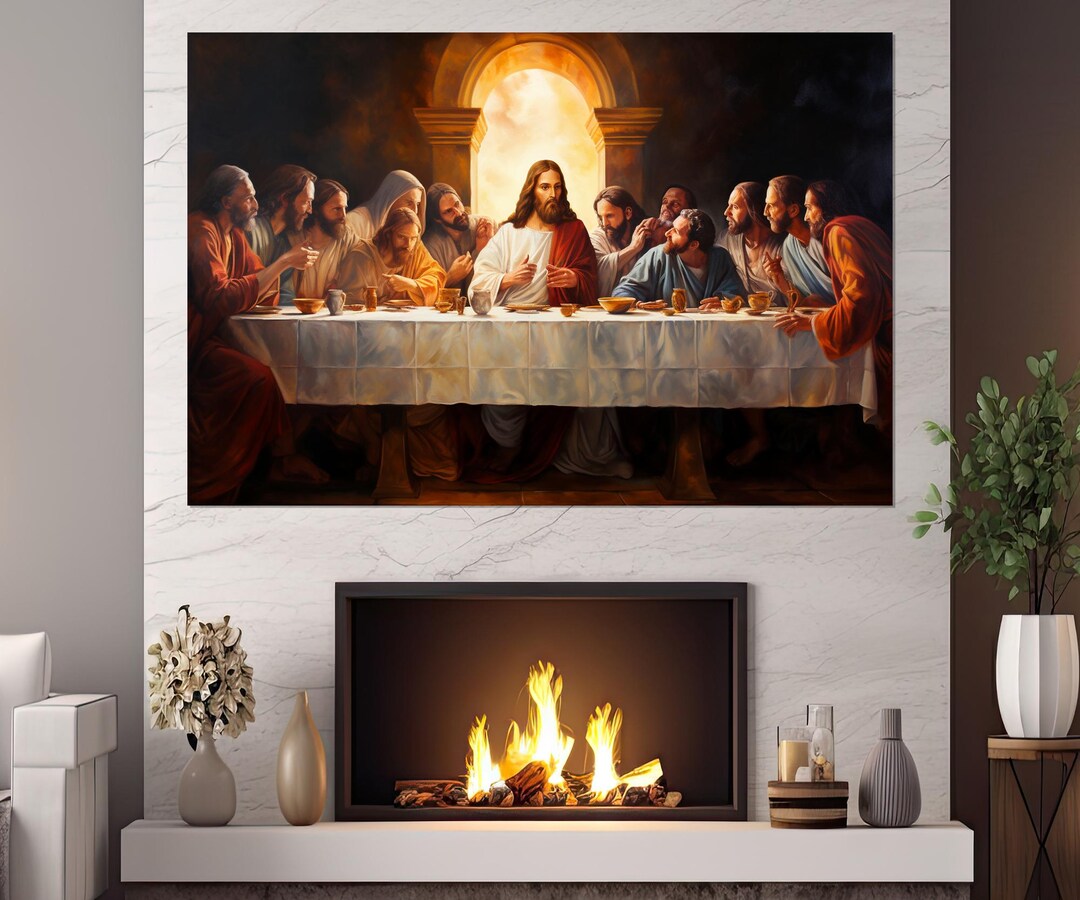 Last Supper Inspired Wall Art, Religious Painting Canvas Print ...
