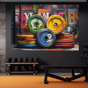 Gym Wall Decor, Workout Canvas Art, Fitness Industrial Style Painting ...